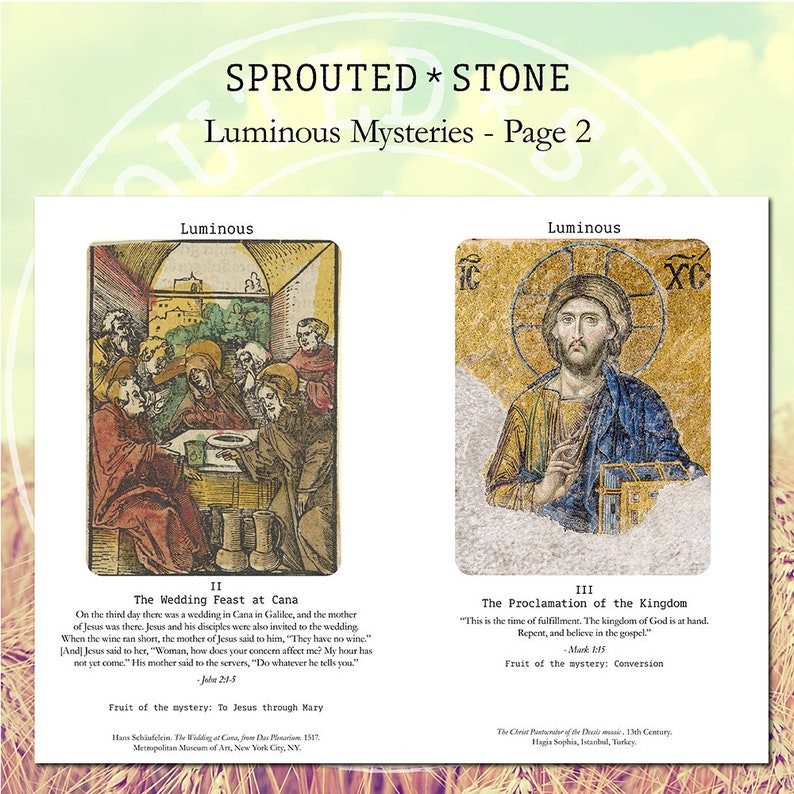 The Luminous Mysteries (mysteries of the Rosary Meditation Cards) - Etsy