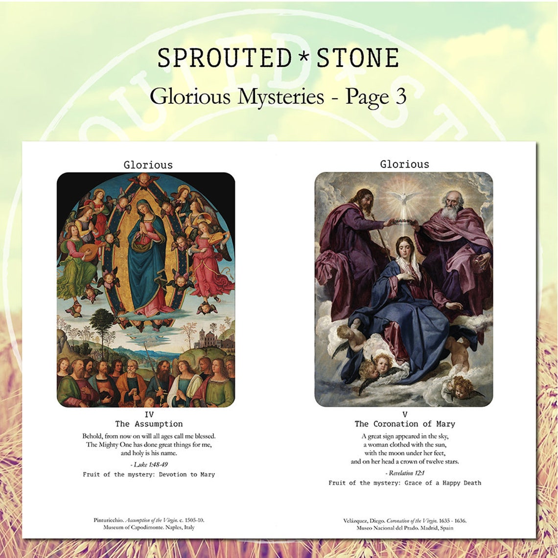The Glorious Mysteries mysteries of the Rosary Meditation Cards - Etsy