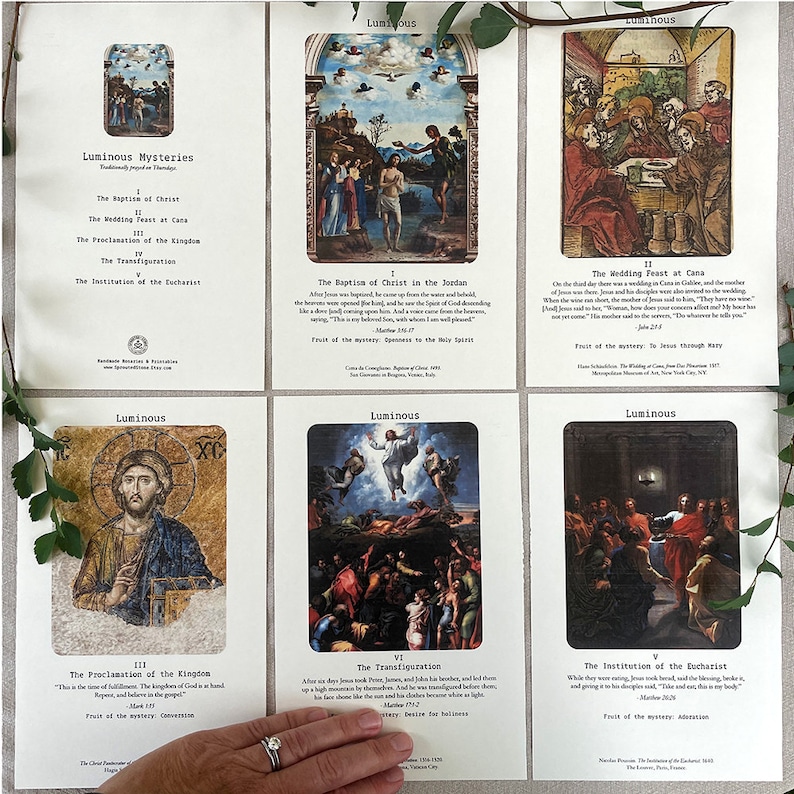 The Luminous Mysteries (mysteries of the Rosary Meditation Cards) - Etsy