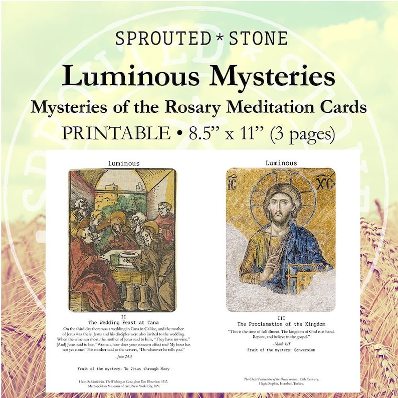 The Luminous Mysteries (mysteries of the Rosary Meditation Cards) - Etsy
