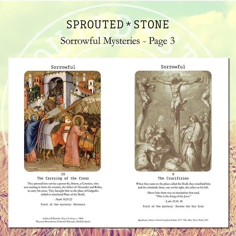 The Sorrowful Mysteries (mysteries of the Rosary Meditation Cards) - Etsy