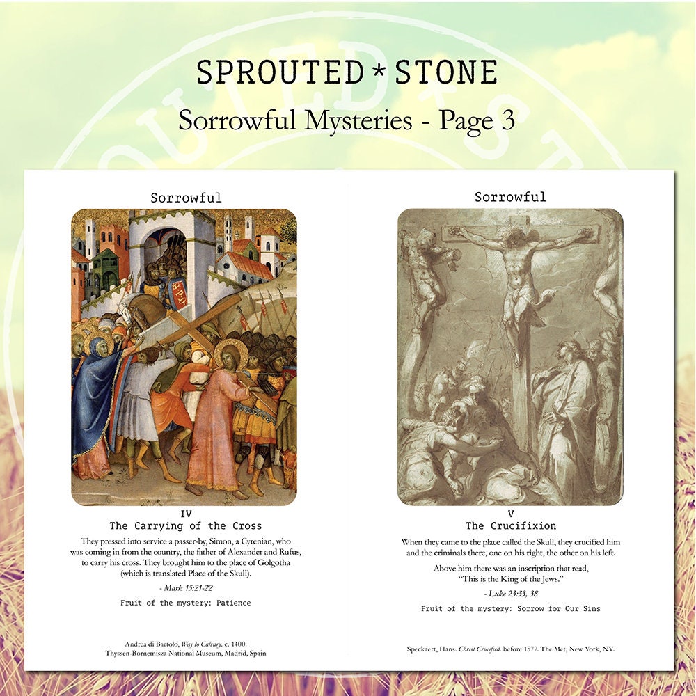 The Sorrowful Mysteries mysteries of the Rosary Meditation Cards - Etsy