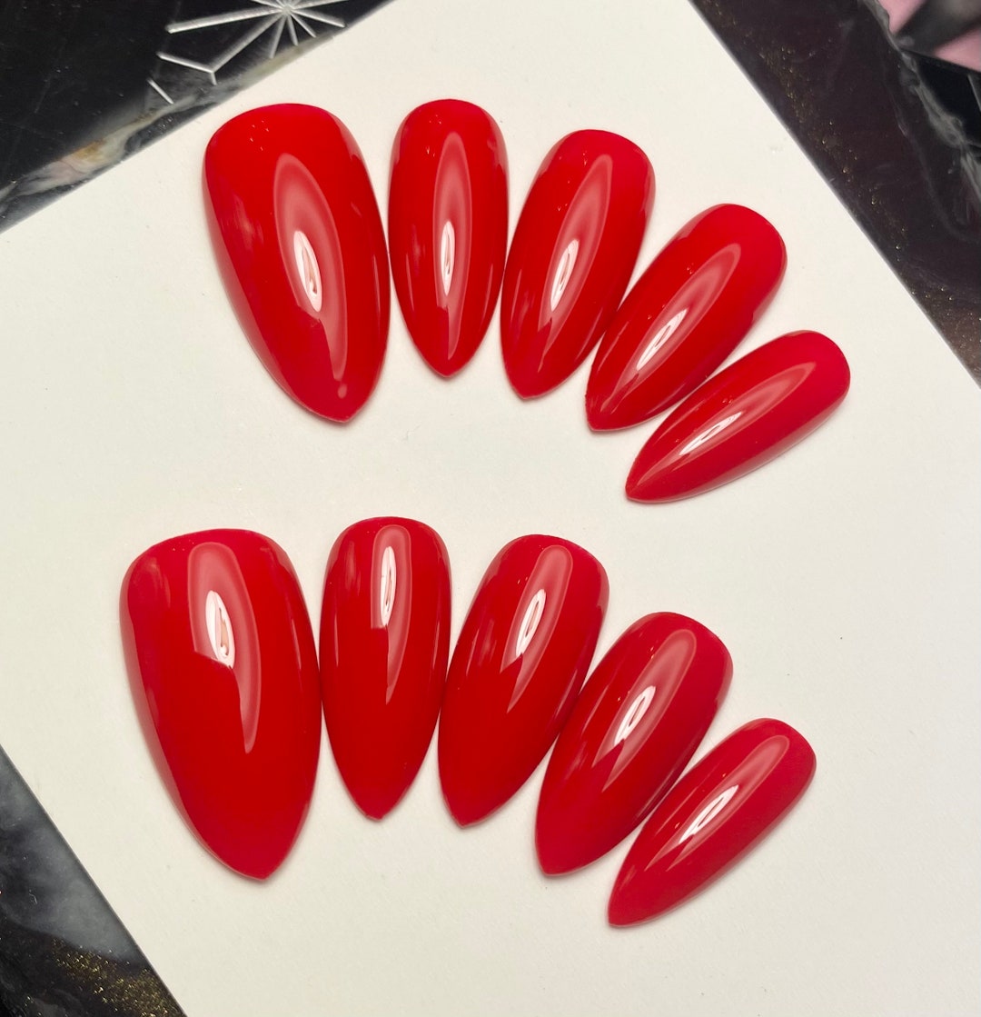 Classic Red Après Gel X Press on Nails Made to Order - Etsy