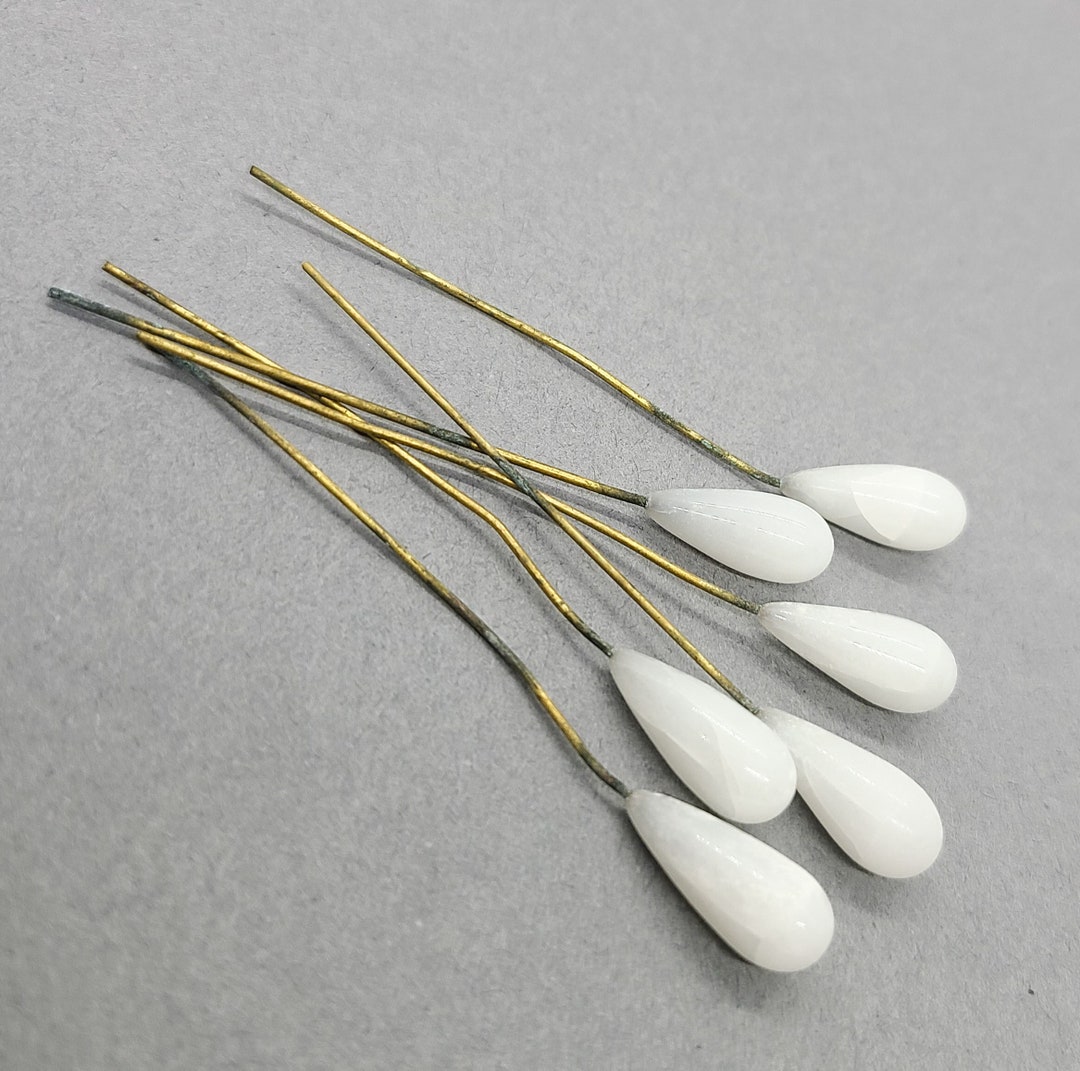 Vintage Japanese Milke Glass Headpins White Chalk Glass Headpins White ...