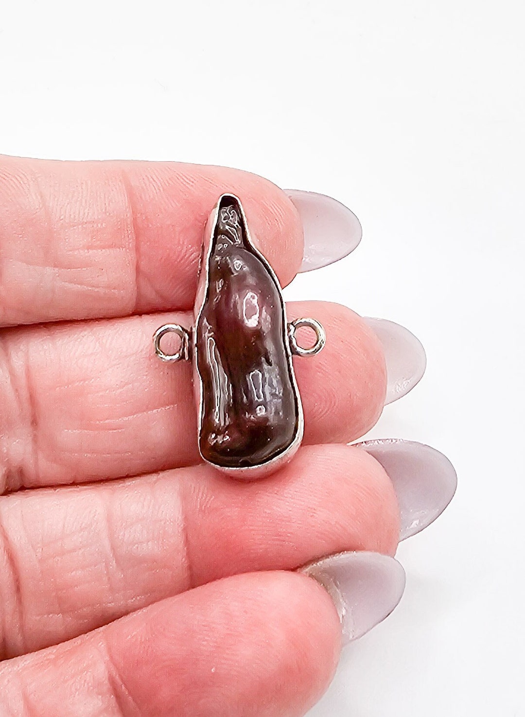 Biwa Pearl Gemstone Connector Natural Biwa Pearl Pendant Gemstone ...