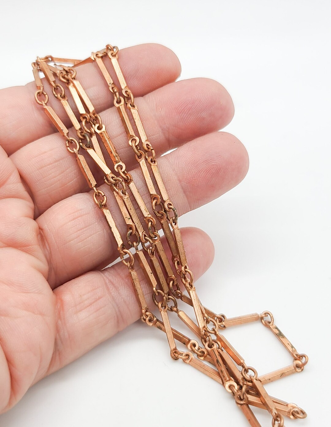Vintage Solid Brass Bright Copper Chain Brass Link Chain Jewelry Making ...