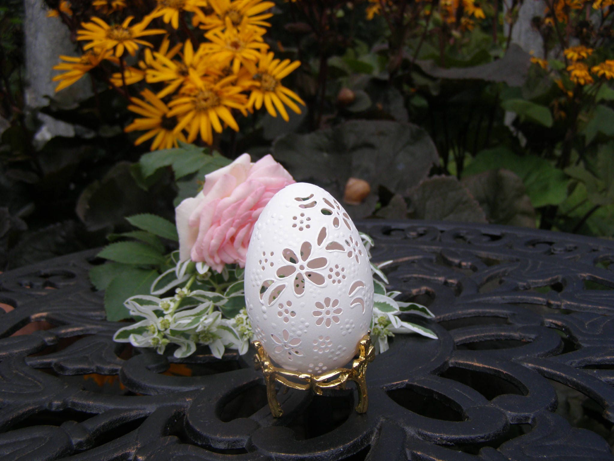 Hand Carved Lace Goose Egg Decorated Goose Egg Carved Unique | Etsy