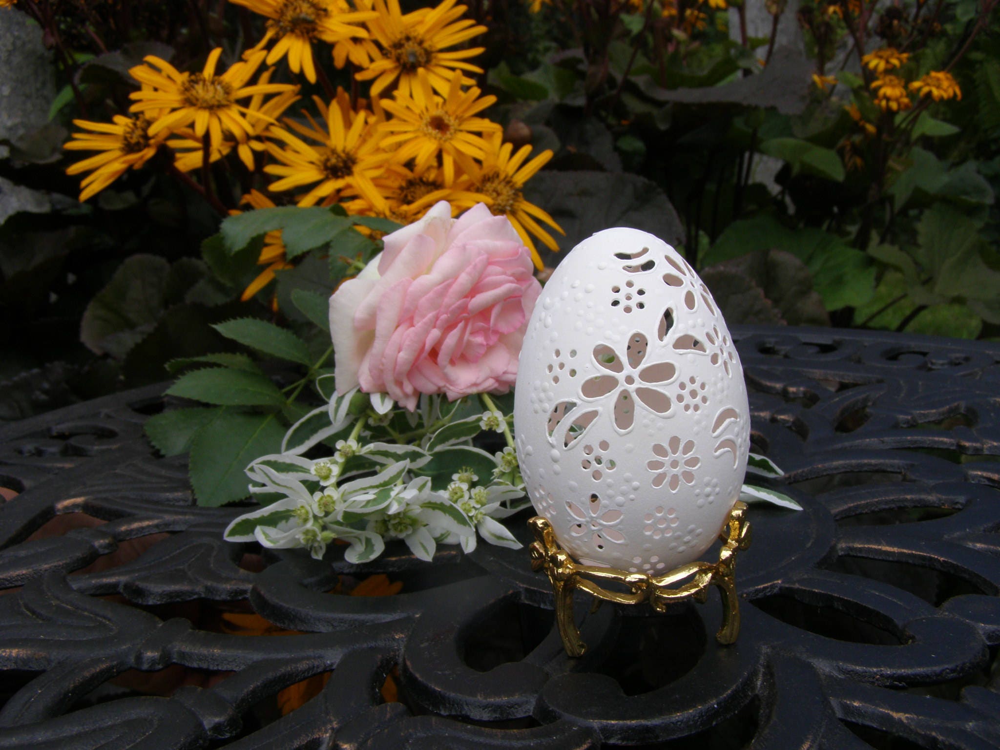 Hand Carved Lace Goose Egg Decorated Goose Egg Carved Unique | Etsy