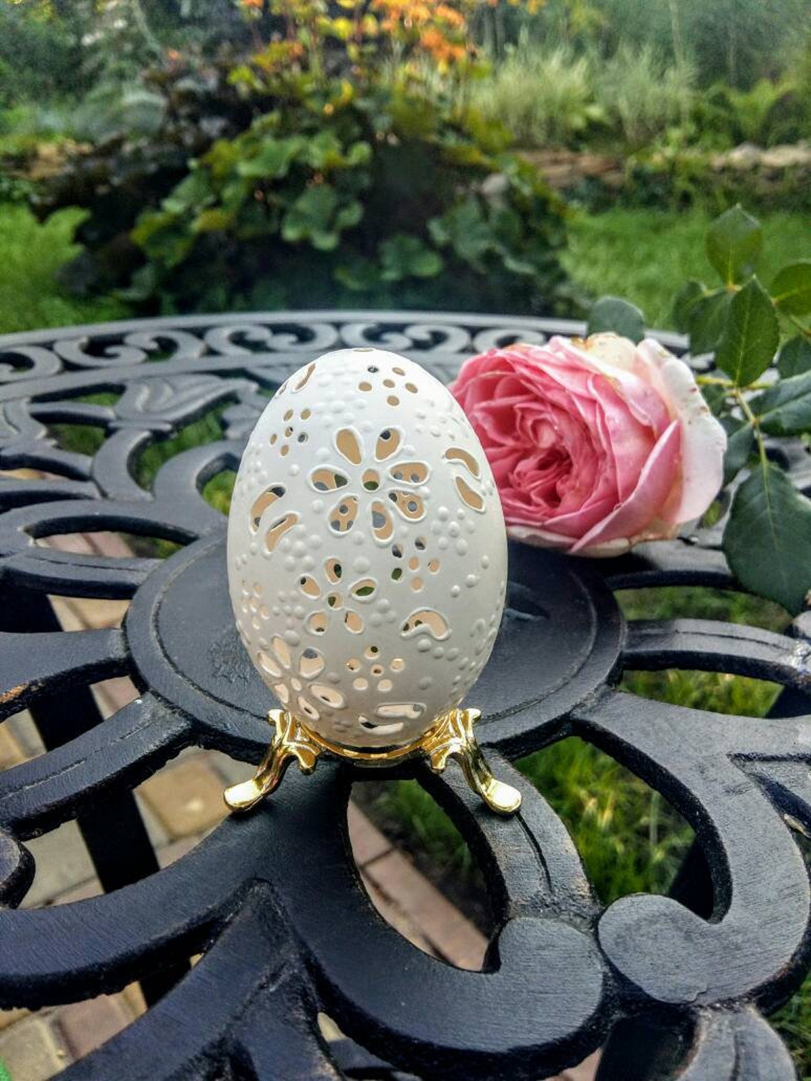 Carved Chicken Egg Ornament Eggshell Egg Art Butterfly | Etsy