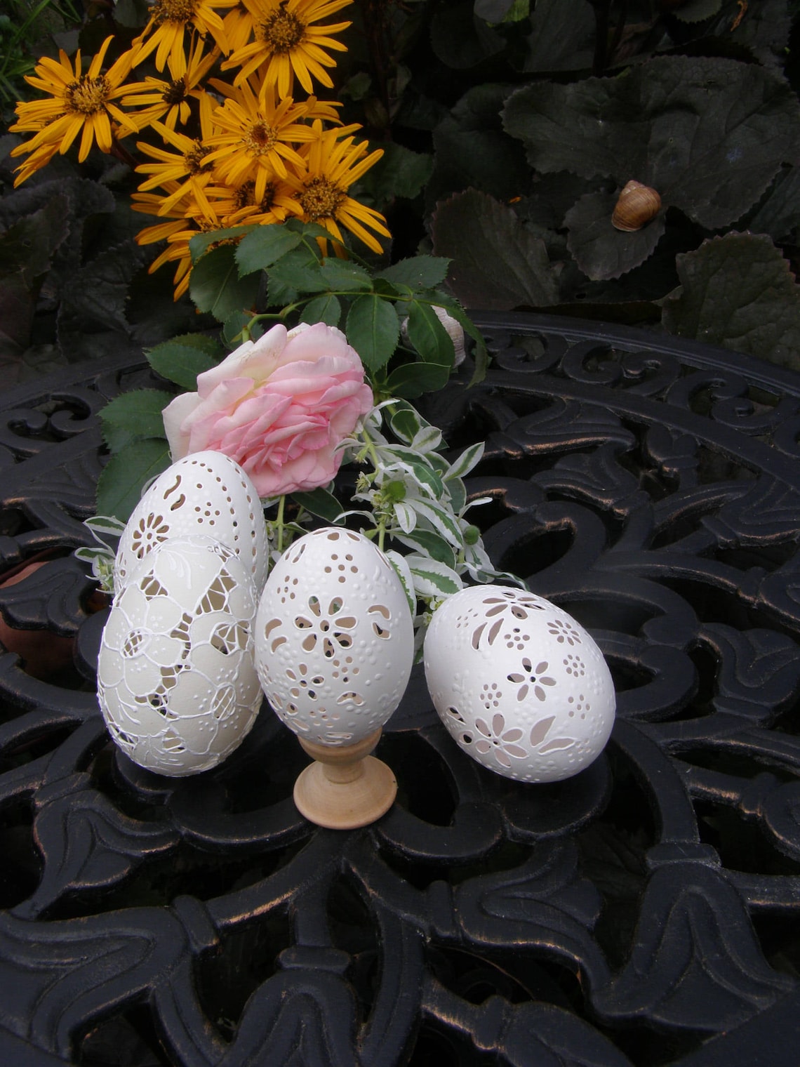 Hand Carved Lace Goose Egg Decorated Goose Egg Carved Unique | Etsy