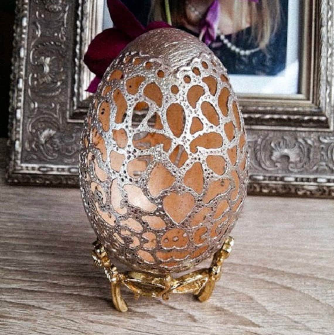 Decorated goose egg Carved goose egg The Victorian | Etsy