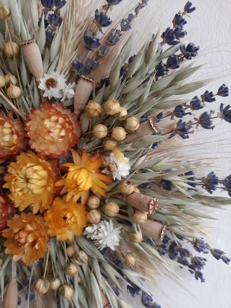 Door Handing Dried Flowers Wreath Lavender Wreathround - Etsy