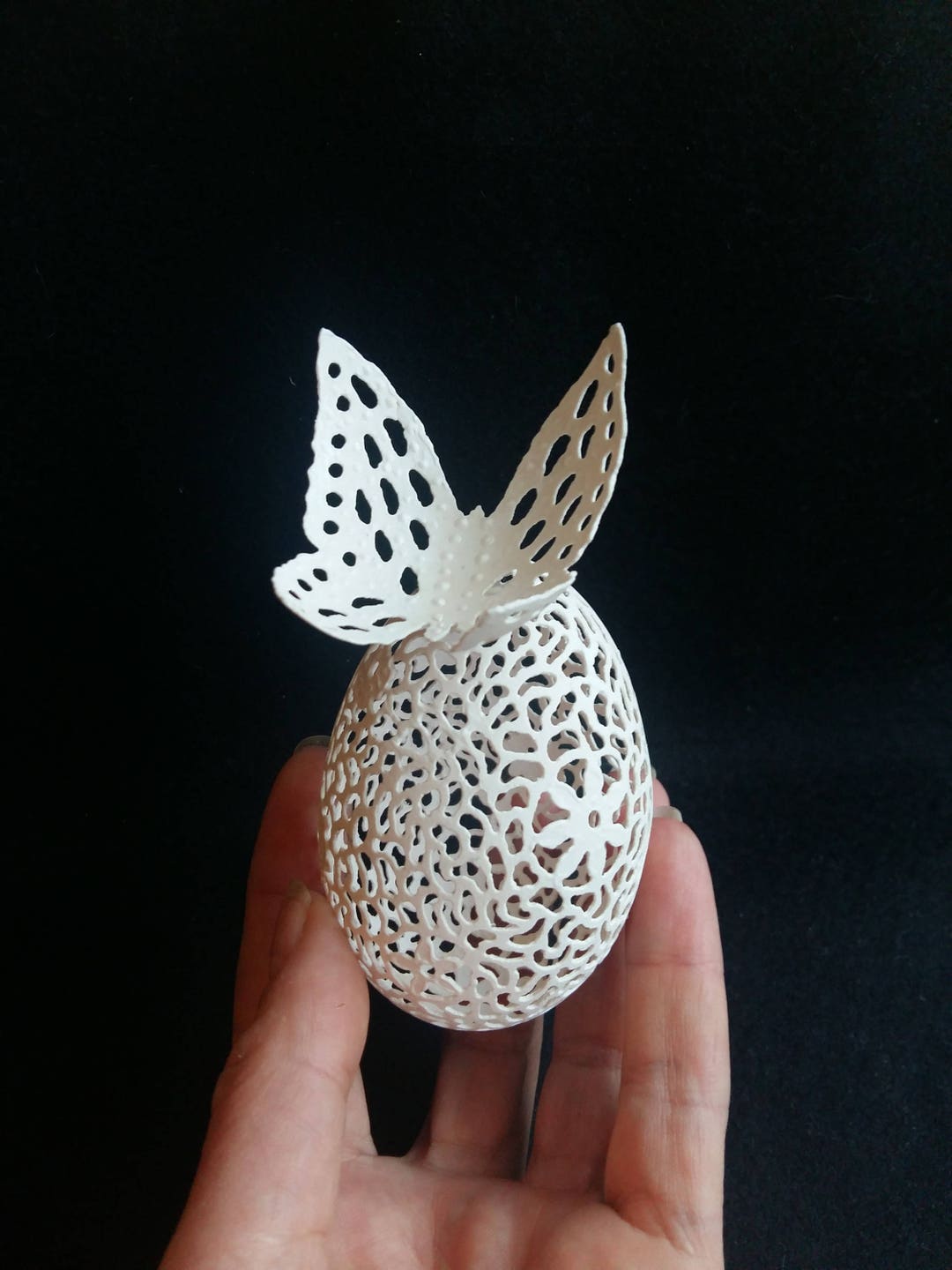 Carved Egg Shell, Lace Eggshell Butterfly, Egg Art, Decorated Goose Egg ...