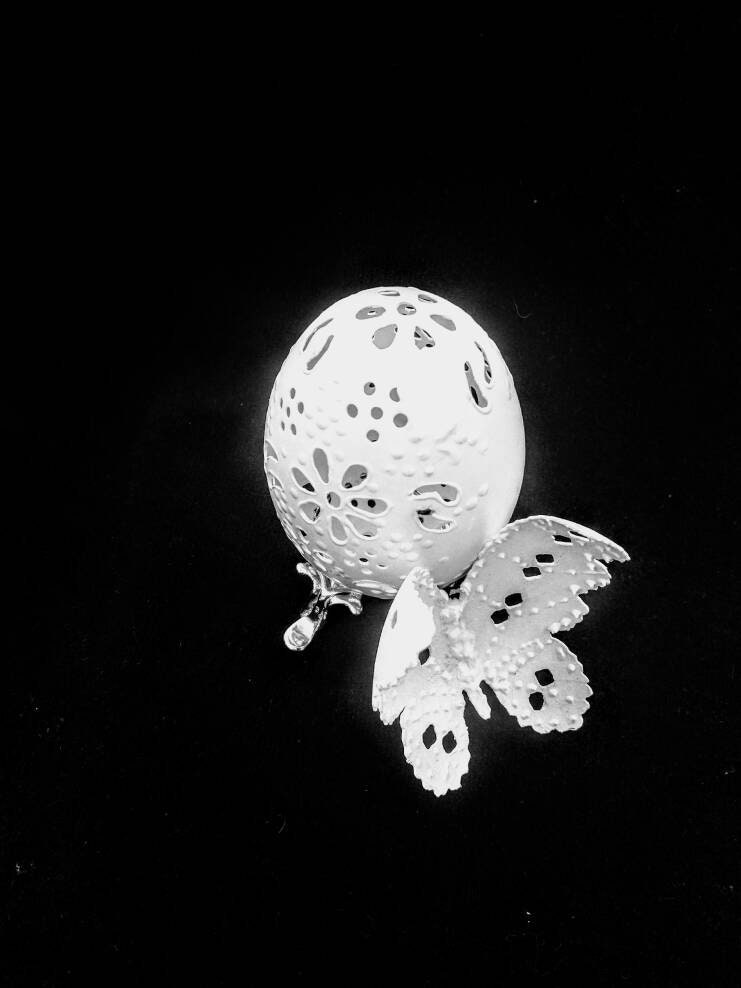 Carved Chicken Egg Ornament Eggshell Egg Art Butterfly | Etsy