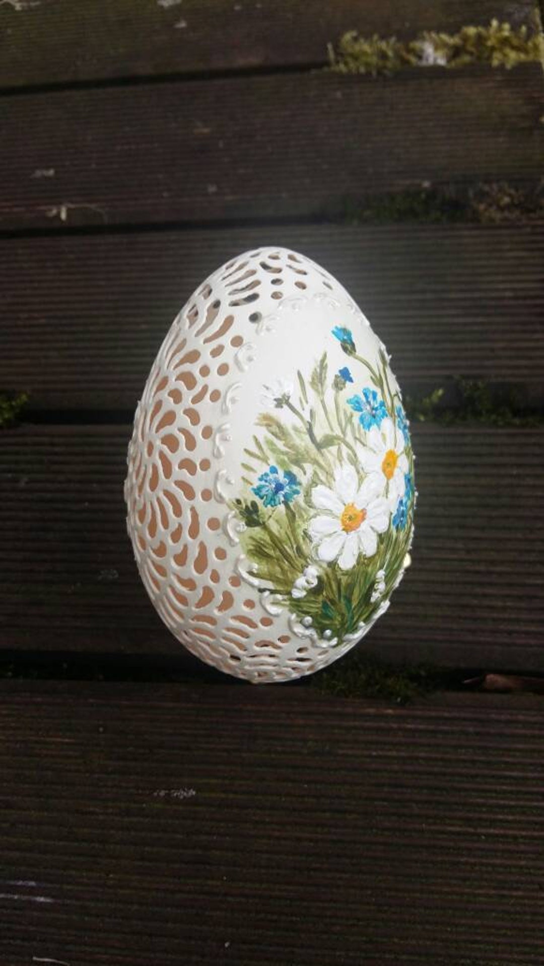 Hand-painted Carved Goose Egg, Wildflower Easter Ornament - Etsy