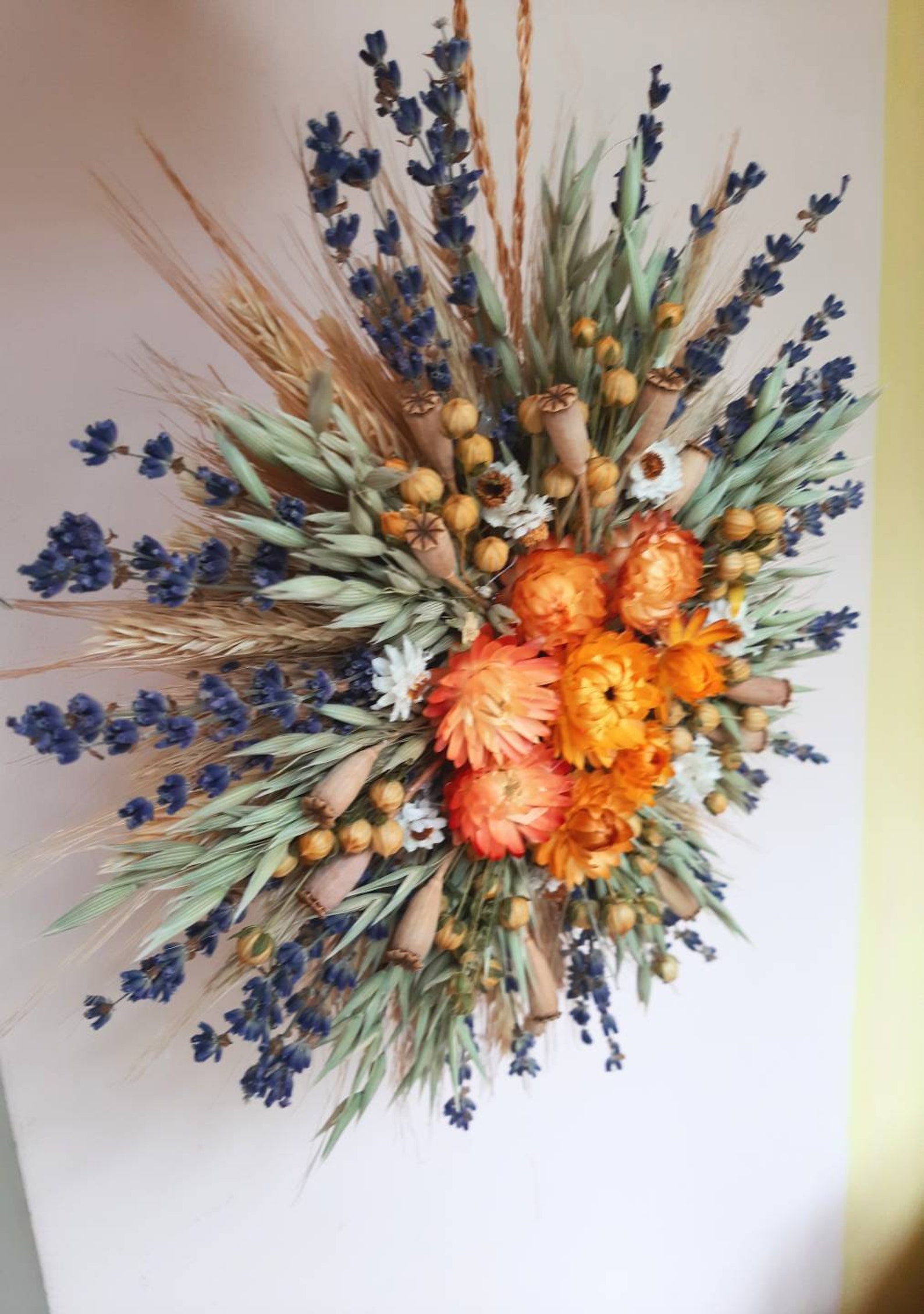Door Handing Dried Flowers Wreath Lavender Wreathround - Etsy