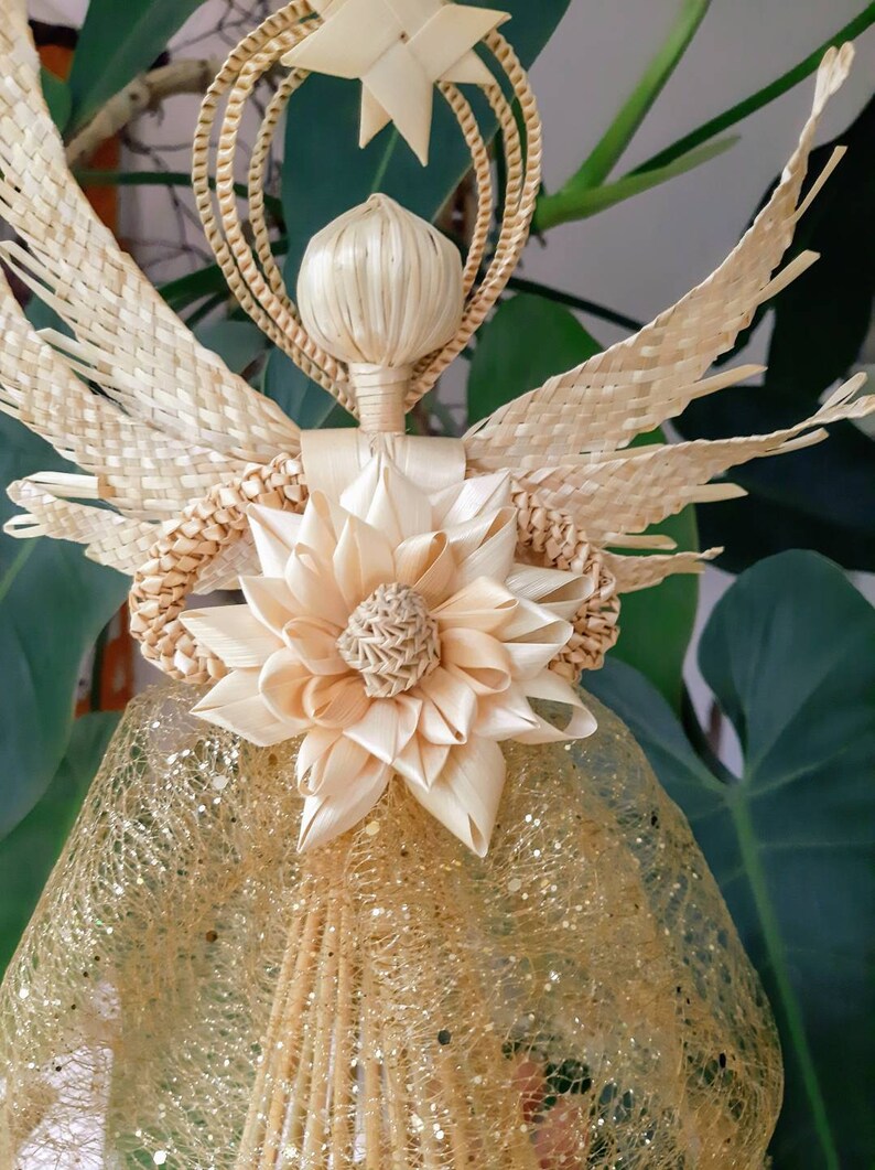 Christmas Tree TopperStraw Angel Ornament Bright Blessings | Etsy