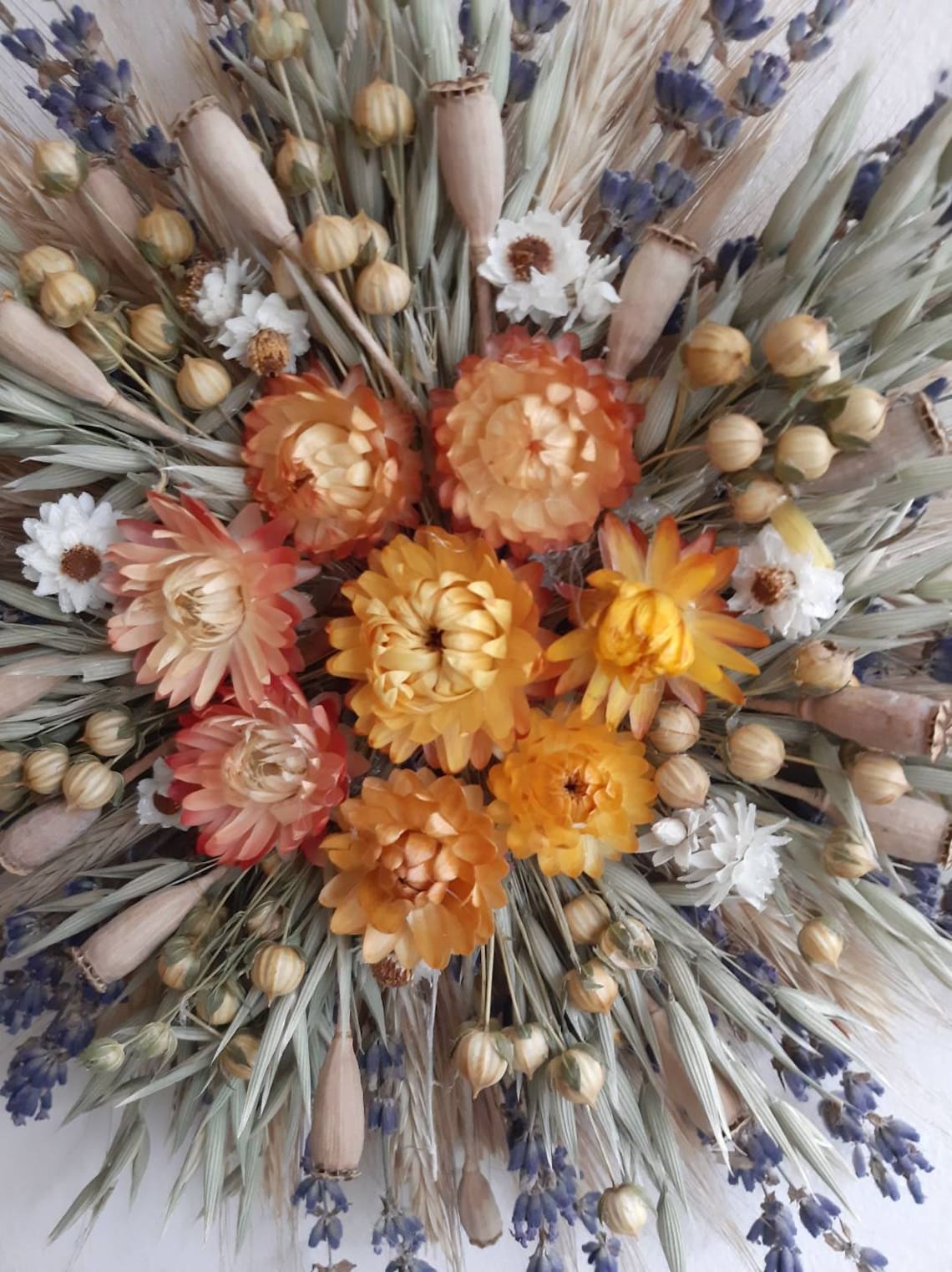 Door Handing Dried Flowers Wreath Lavender Wreathround - Etsy
