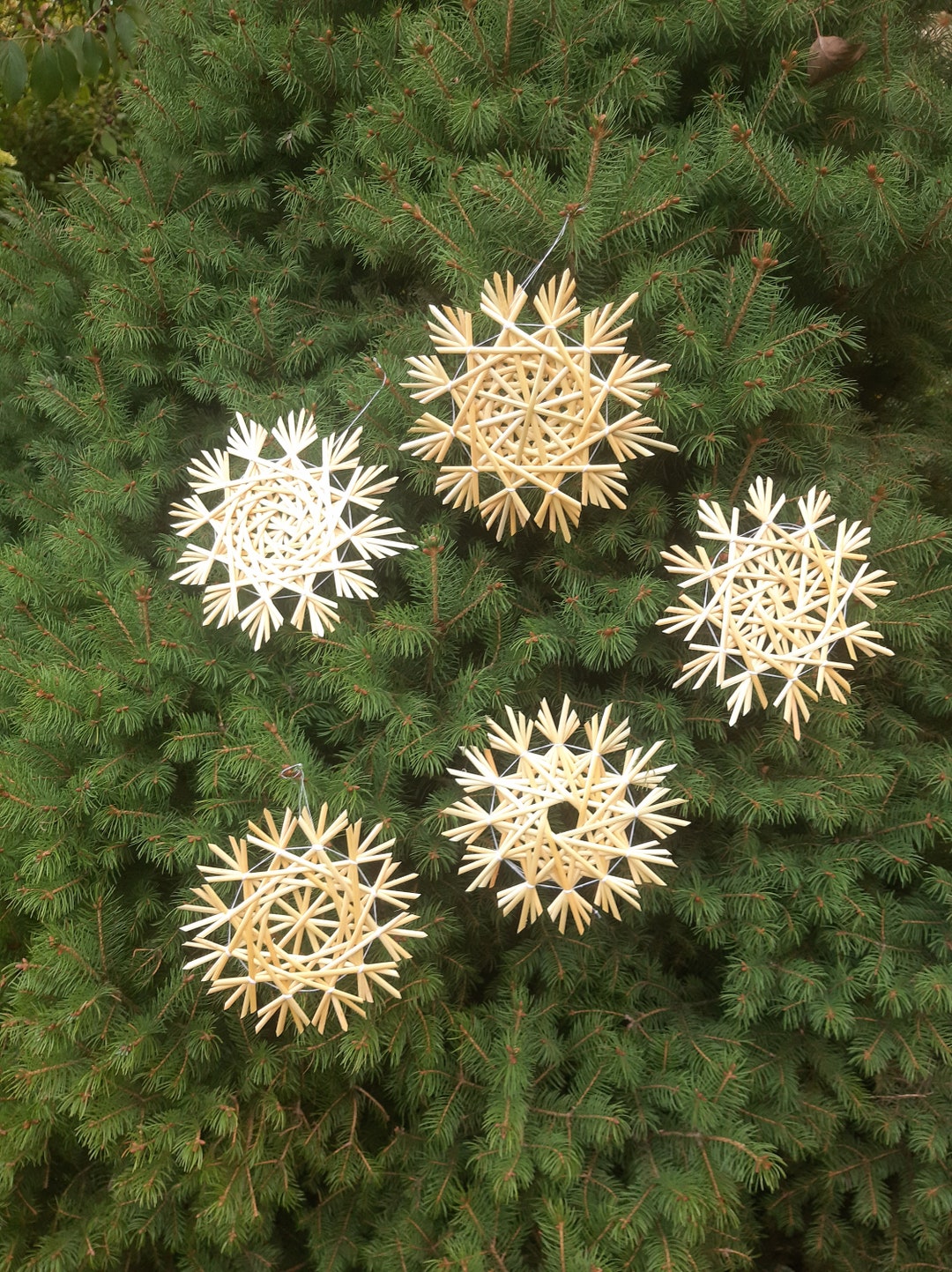 Set of 5 Straw Stars, Natural Handmade Snowflakes,christmas Decor ...