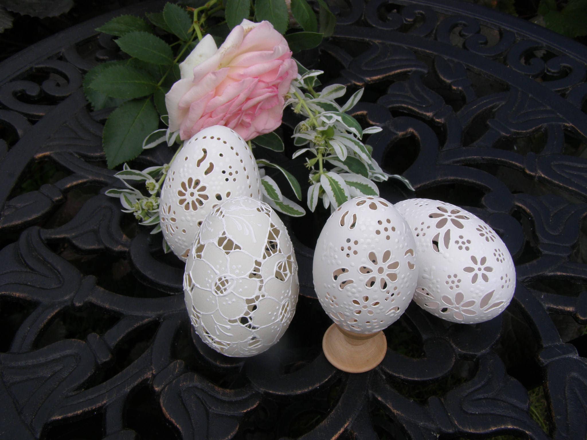 Hand Carved Lace Goose Egg Decorated Goose Egg Carved Unique | Etsy
