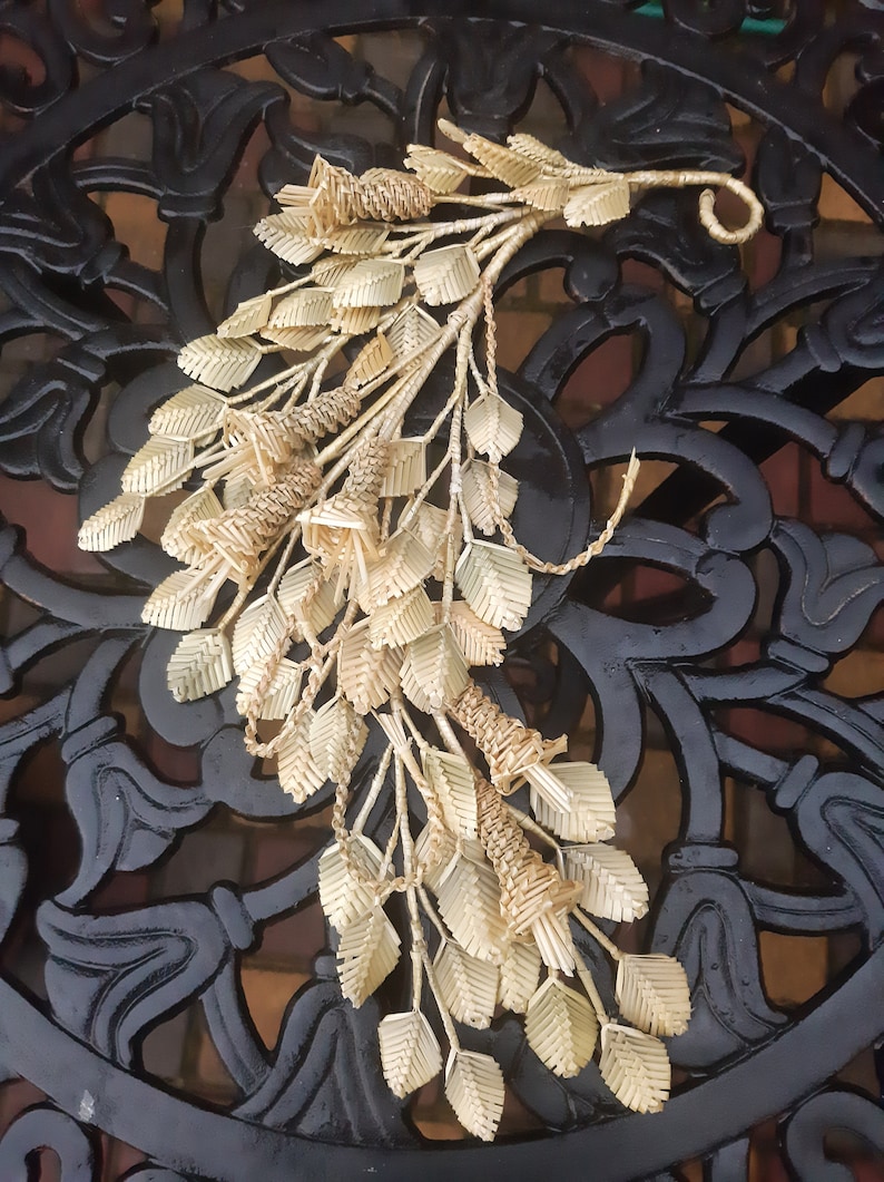 Rama de flores de paja de centeno tejida a mano: decoración rústica ...