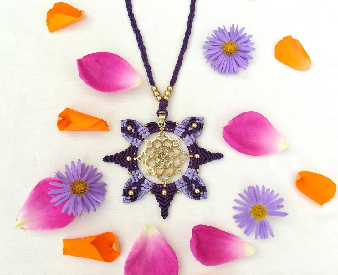 MANDALA FLORAL Talisman Sacred Geometry Makramé Jewelry Tribal Gypsy ...