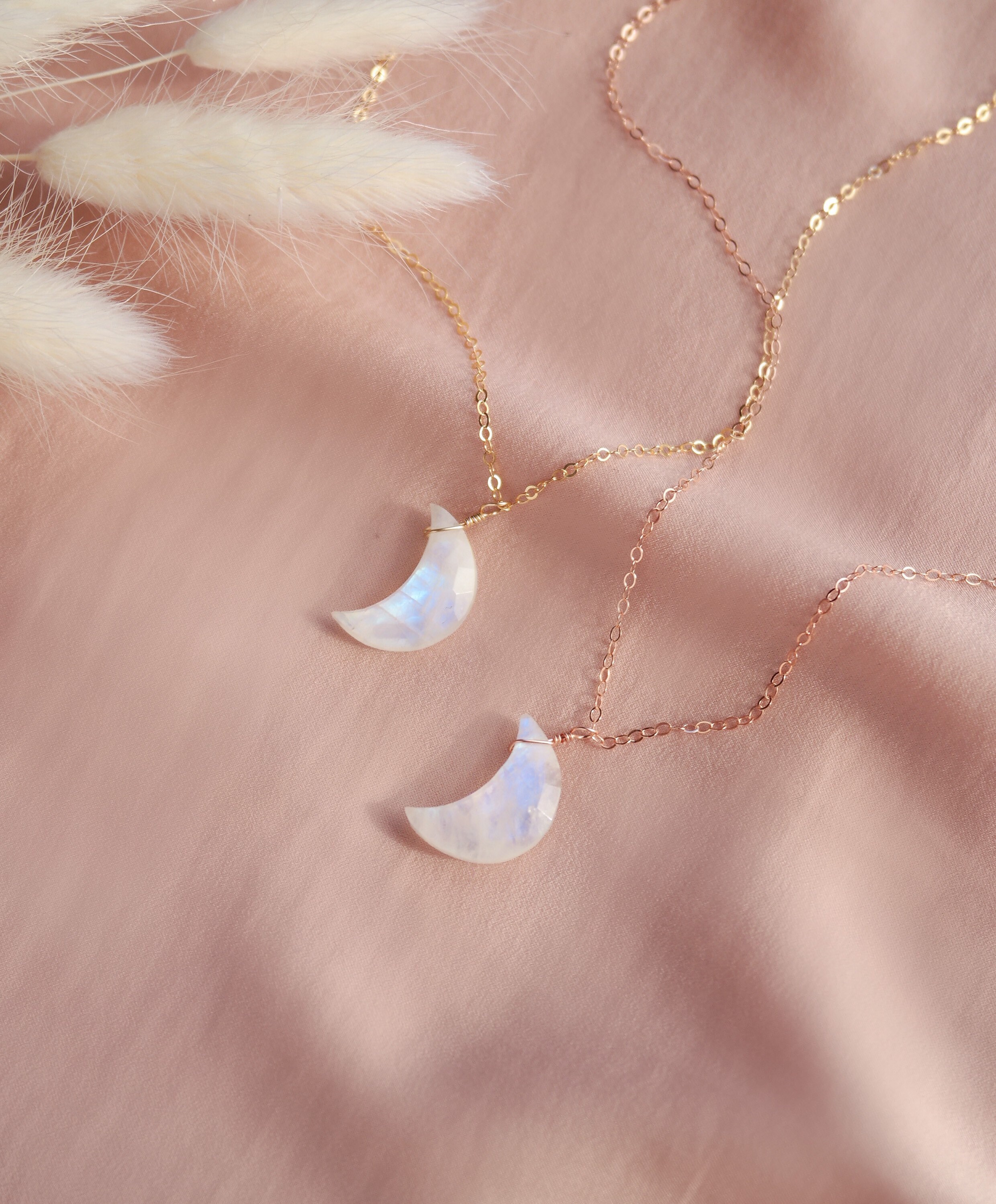 Moonstone Moon Necklace