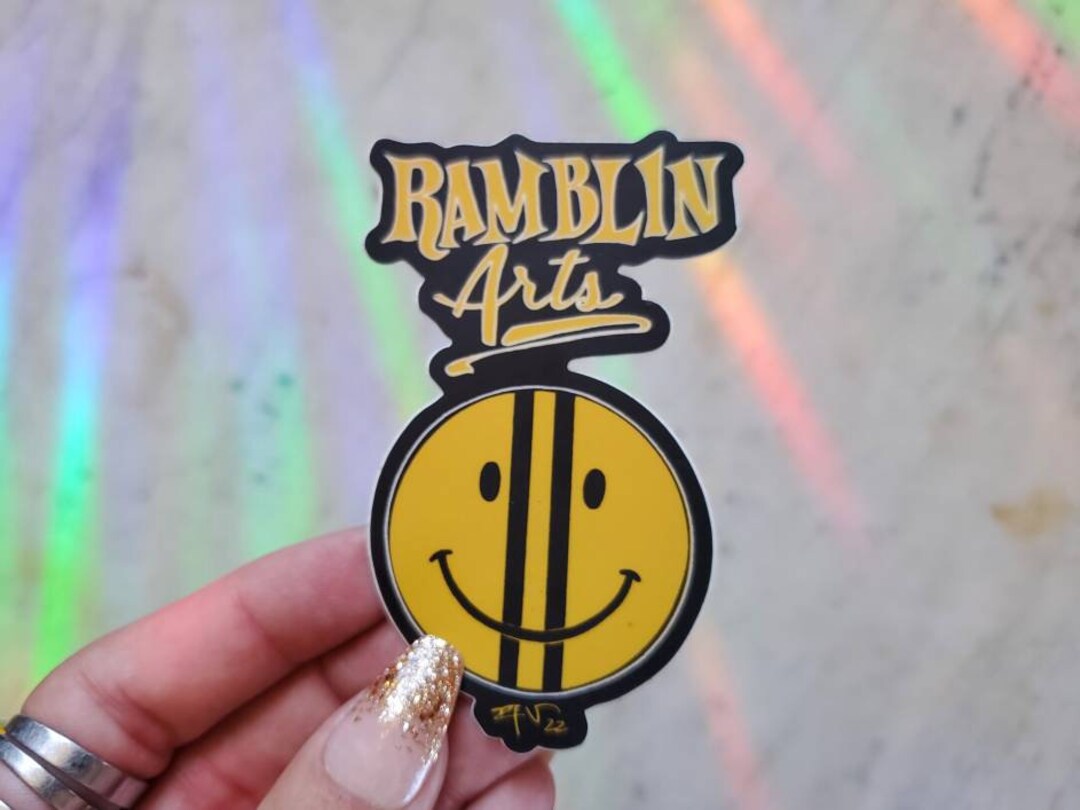 Ramblin Smiley Sticker, Ramblin Arts, Amanda Visger - Etsy