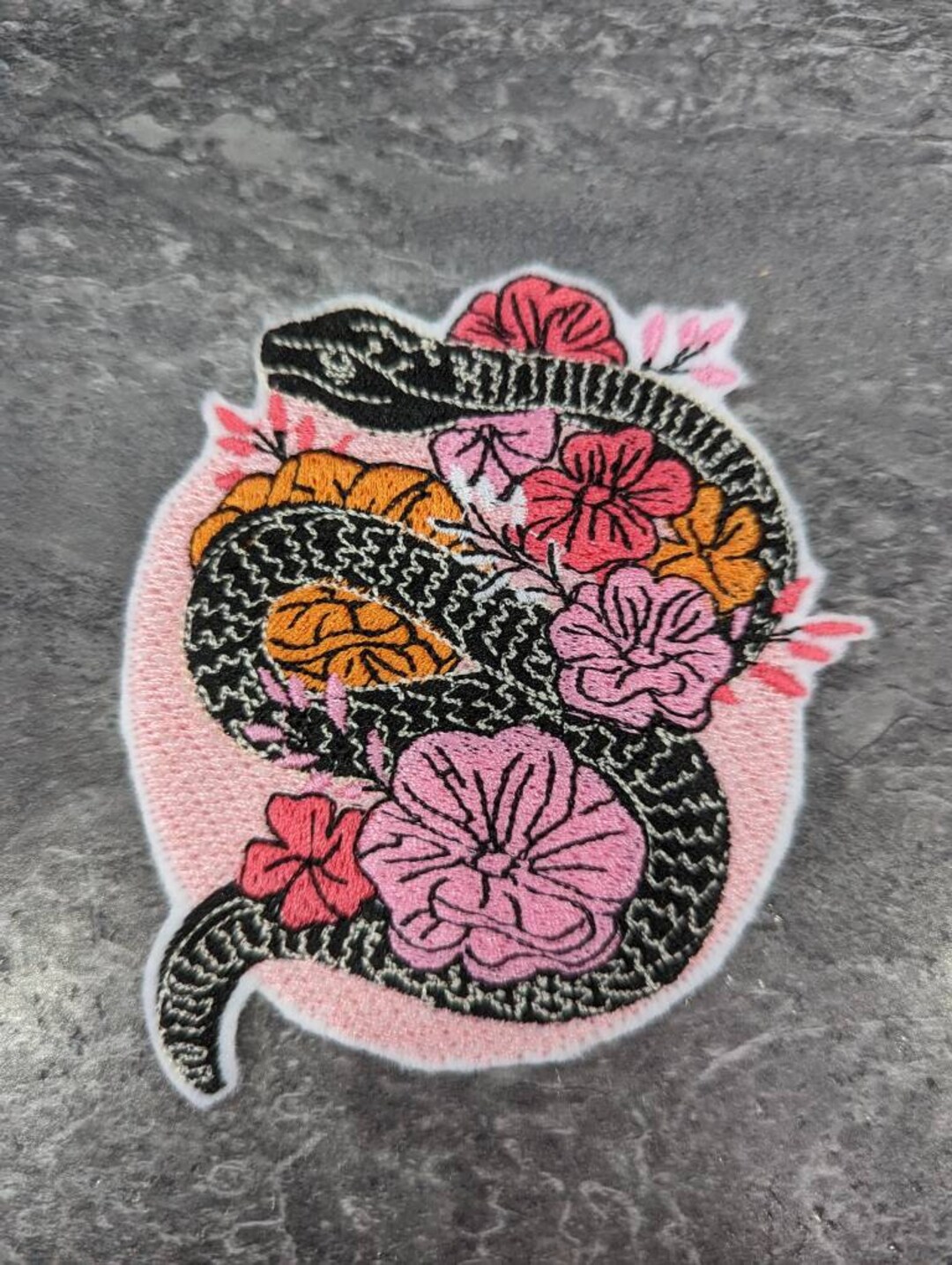 Floral Snake, Tattoo Style Iron on Patch - Etsy