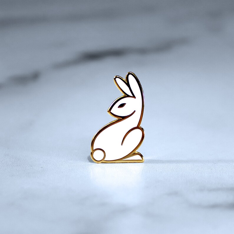 Rabbit Lapel Pin 1 Hard Enamel Bunny - Etsy