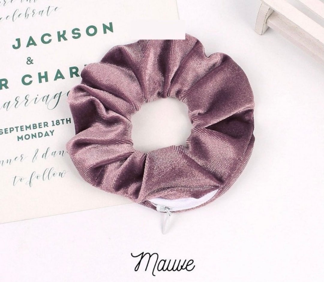 Stash Scrunchie- Velvet - Zipper Workout Scrunchie - Pocket Scrunchie ...