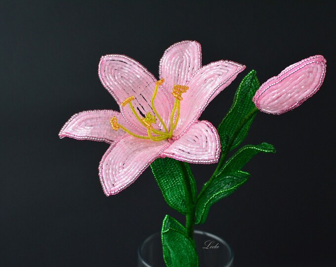 Beaded Lily French Beaded Flower Pink Lily White Lily - Etsy