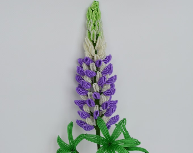Set of 3 Lupins, Lupine From Beads, Flowers From Beads, Beaded Flowers ...