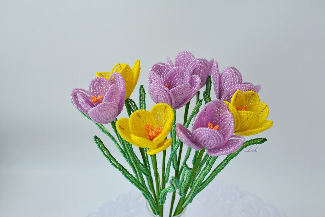 Beaded Flower Crocus Spring Flowers Artificial Spring - Etsy