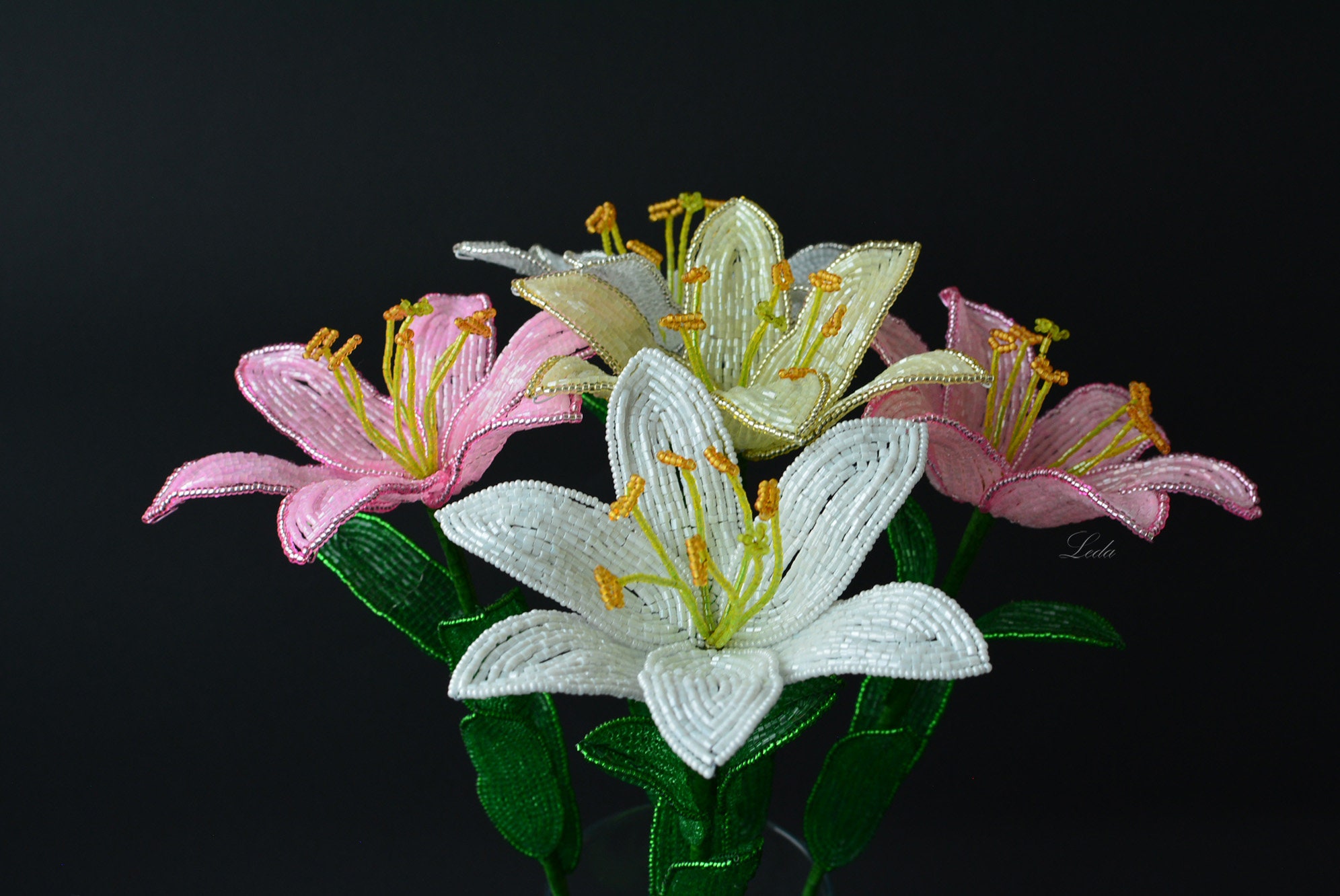 Beaded Lily French Beaded Flowers Lily Branch Easter Lily | Etsy