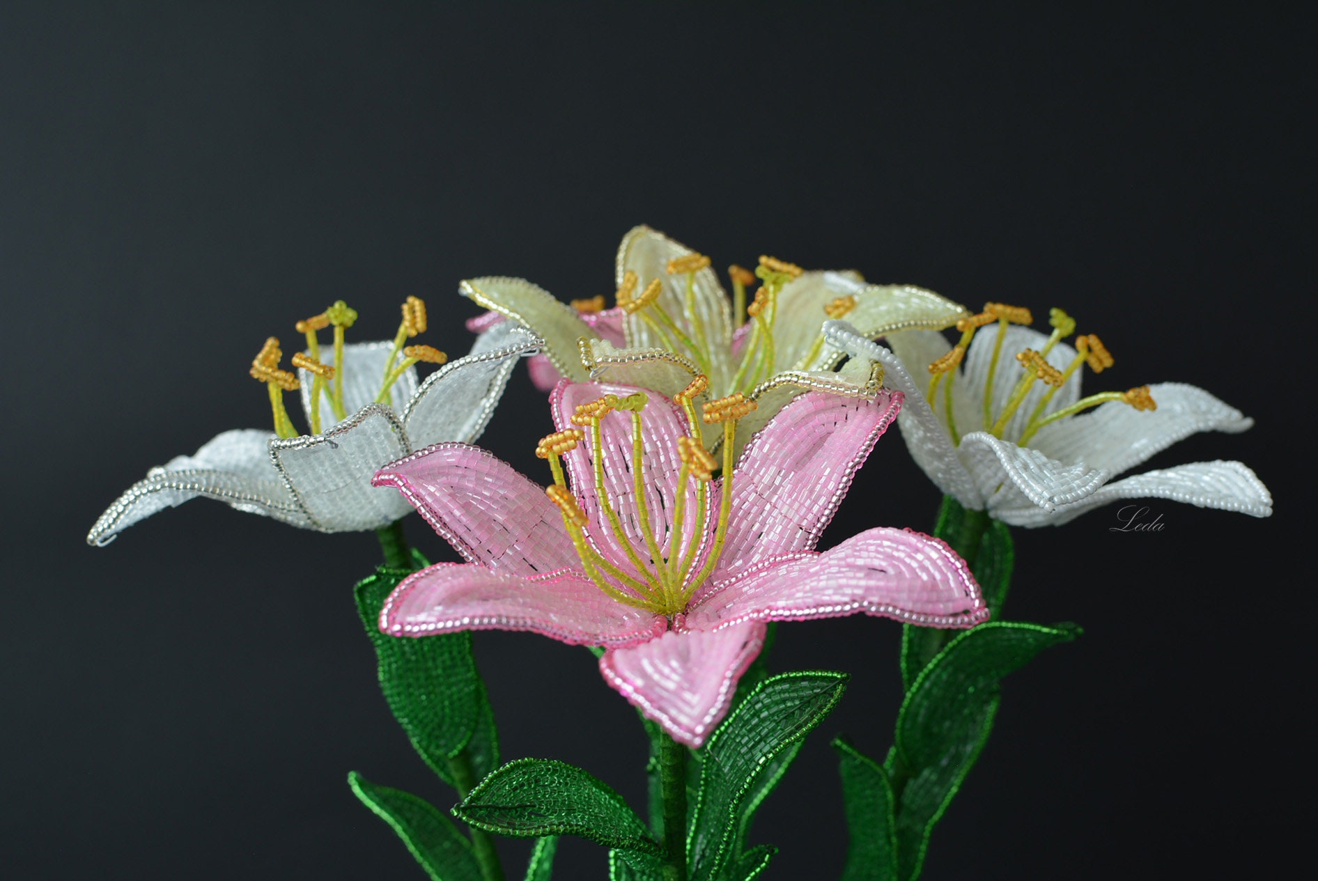 Beaded Lily French Beaded Flowers Lily Branch Easter Lily | Etsy