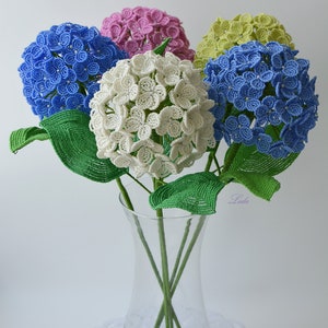 Beaded Flowers Hydrangea, French Beaded Flowers, Flower for Decor Vase ...