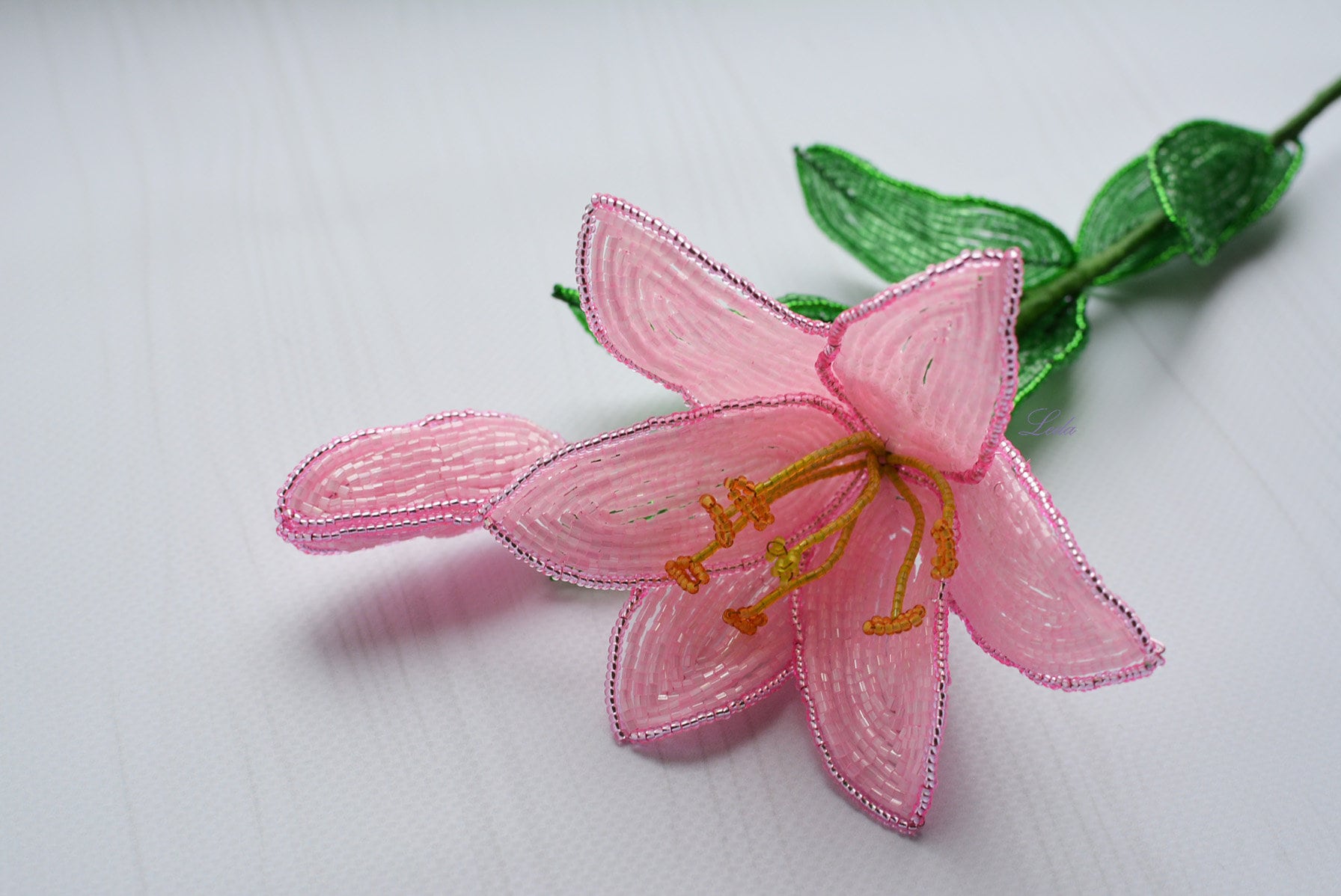 Beaded Lily French Beaded Flower Pink Lily White Lily | Etsy