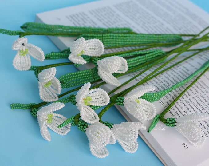 Beaded Snowdrops, French Beaded Flowers, Spring Flowers - Etsy