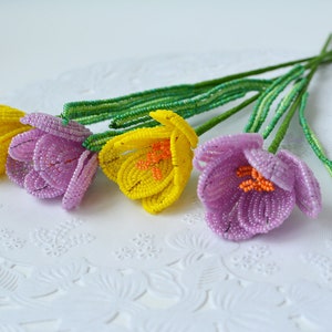 Beaded Flower Crocus, Spring Flowers, Artificial Spring Szafran - Etsy