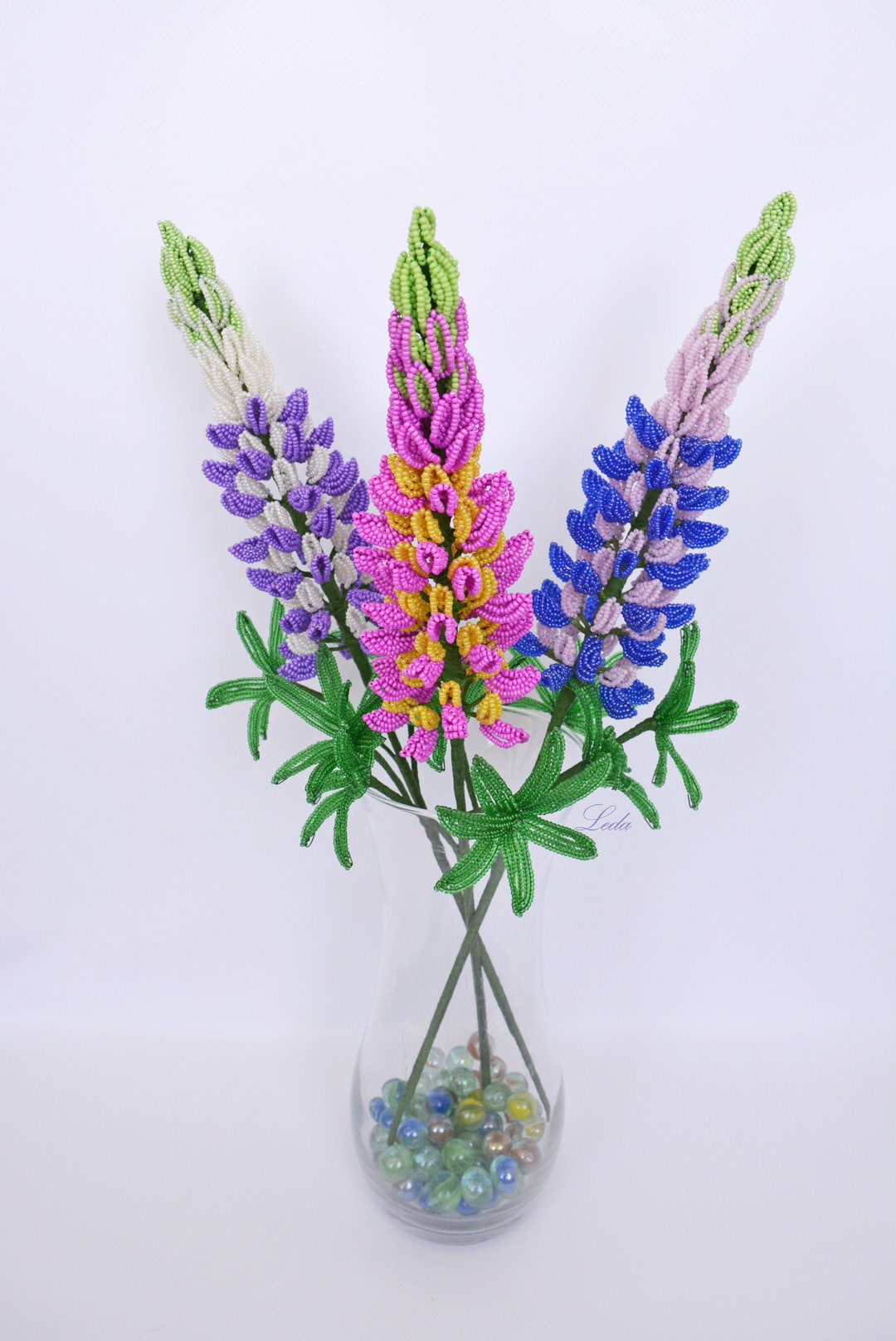 French Beaded Flowers, Lupine of Beads, Wild Flowers, Texas Bluebonnets ...