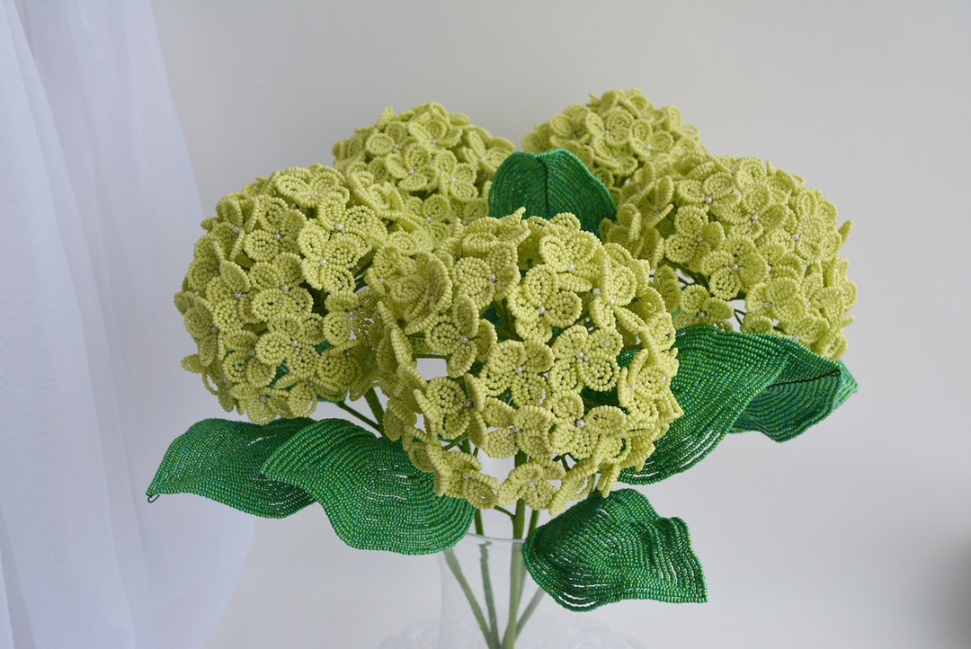 French Beaded Hydrangea Artificial Hydrangea Hydrangea Flower Blue Pink ...