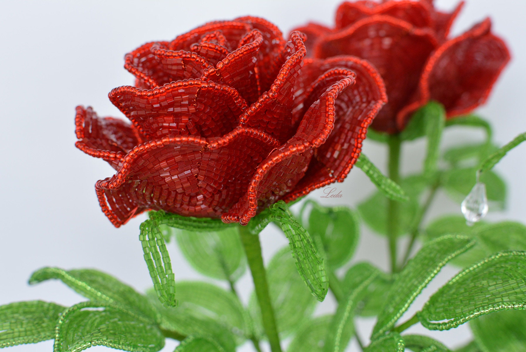Beaded Rose French Beaded Flowers Stem Red Rose Eternal - Etsy