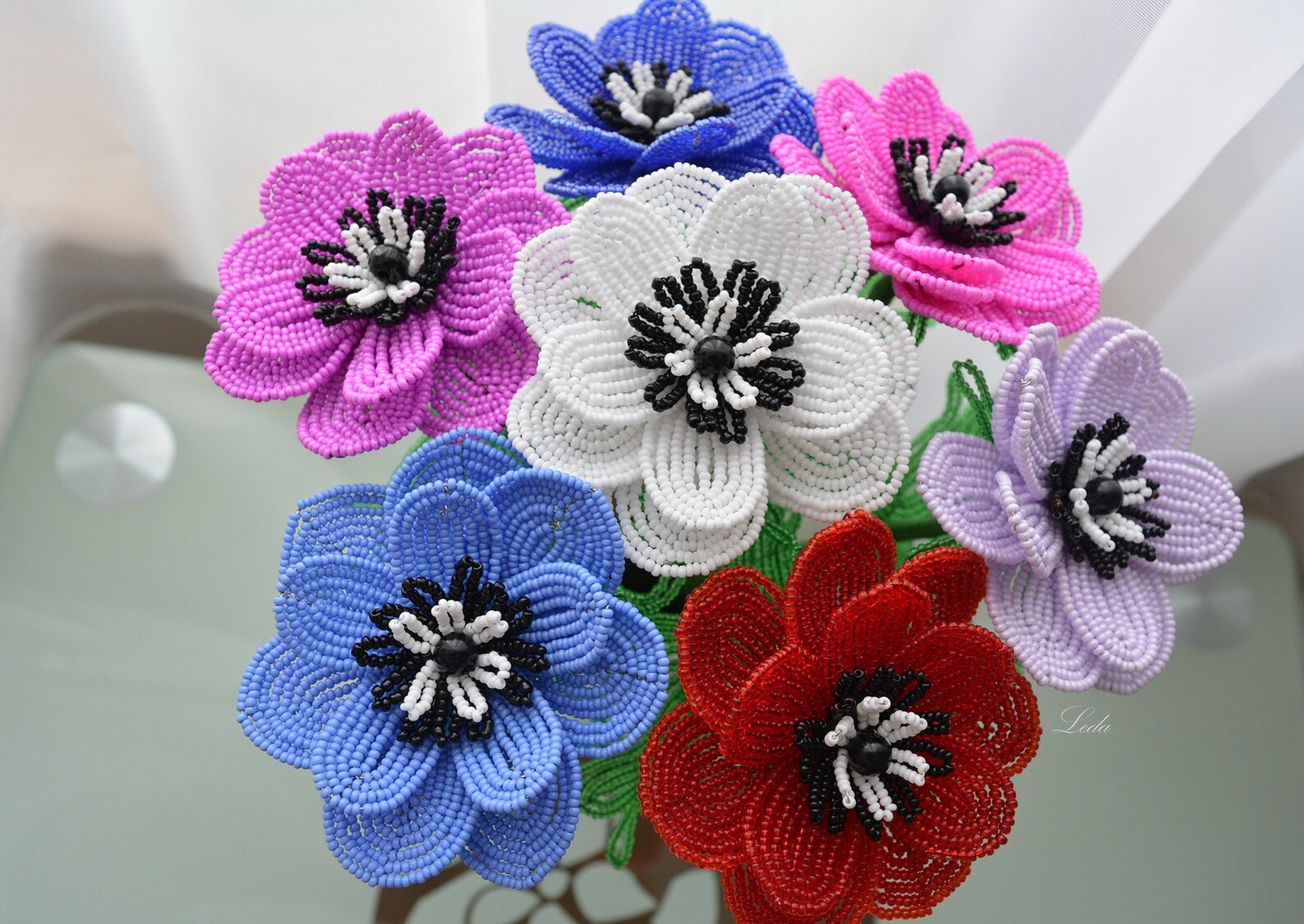 Beaded Flowers Anemone Wild Flowers Bouquet Field Flower - Etsy