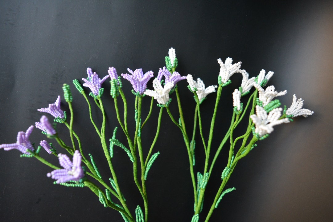 Beaded Wild Bell, Field Flowers, Purple Bell, French Beaded, Bellflower ...