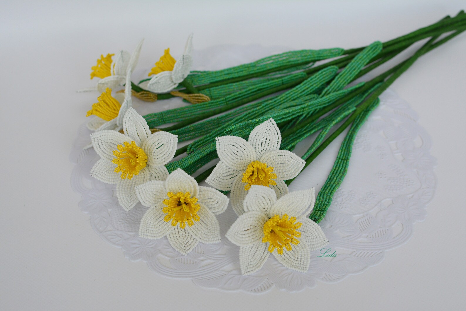 Beaded Daffodils, French Beaded Flowers, Spring Flowers, Easter Flowers ...