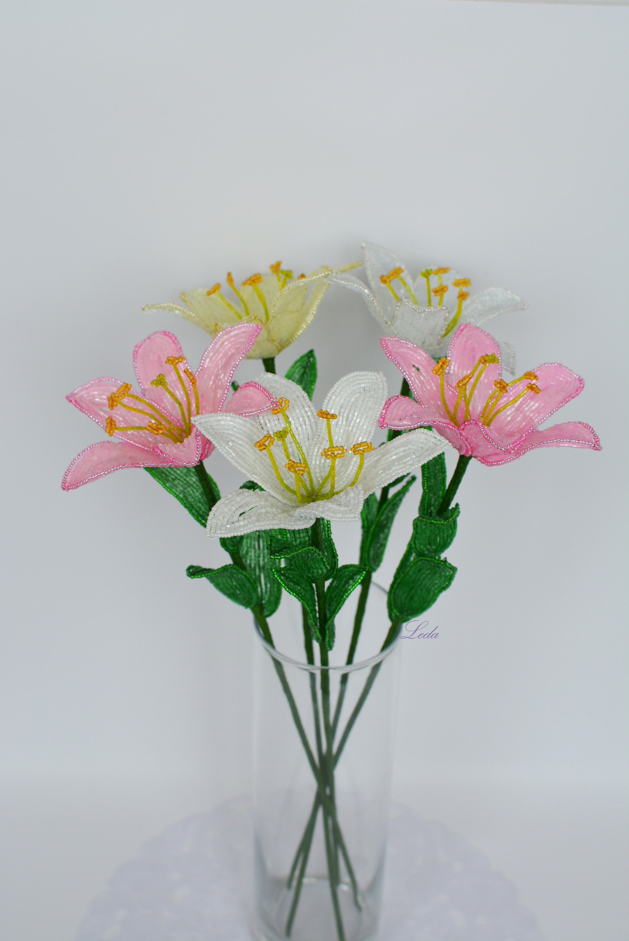 Beaded Lily French Beaded Flowers Lily Branch Garden Lily - Etsy UK