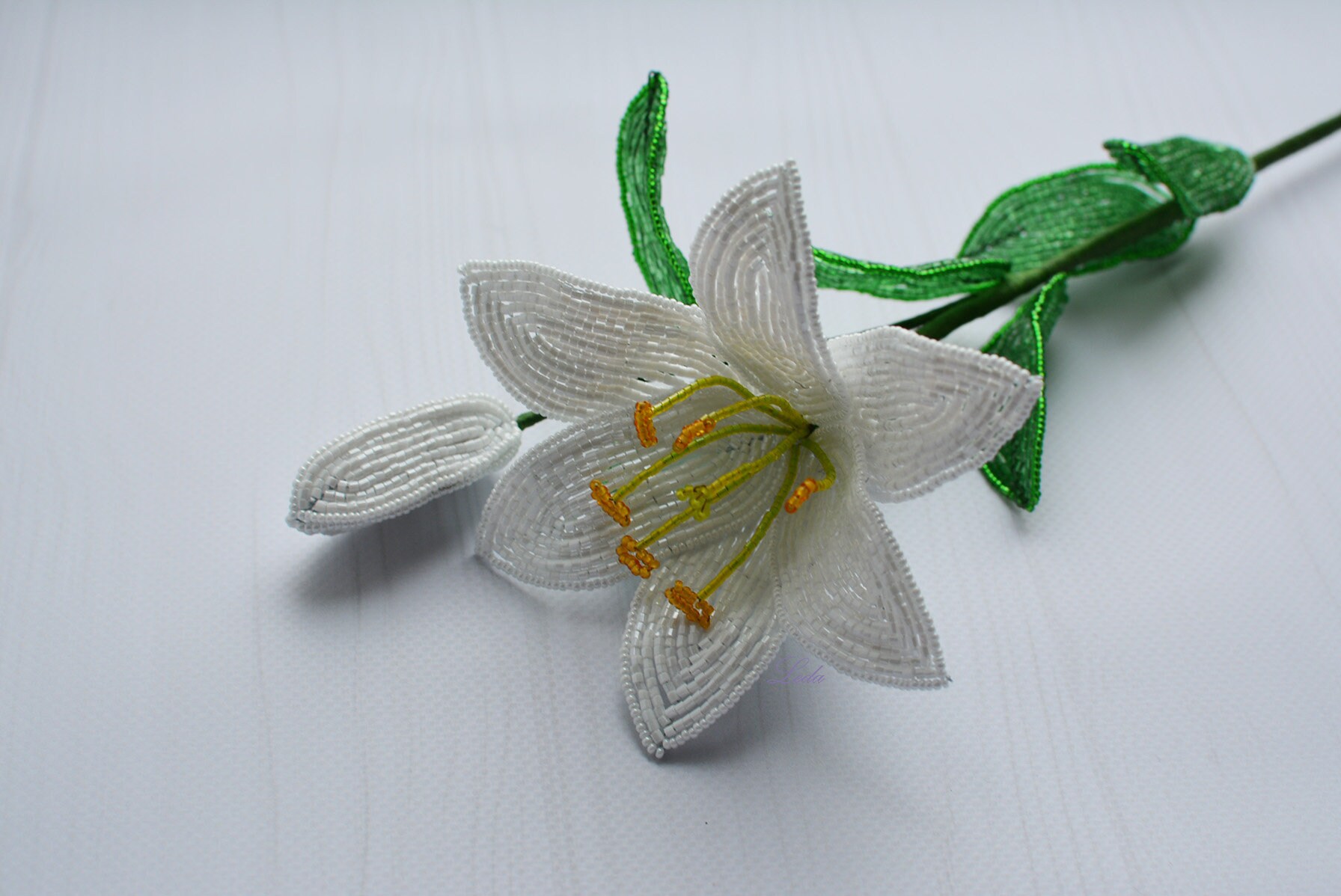 Beaded Lily French Beaded Flower Pink Lily White Lily | Etsy