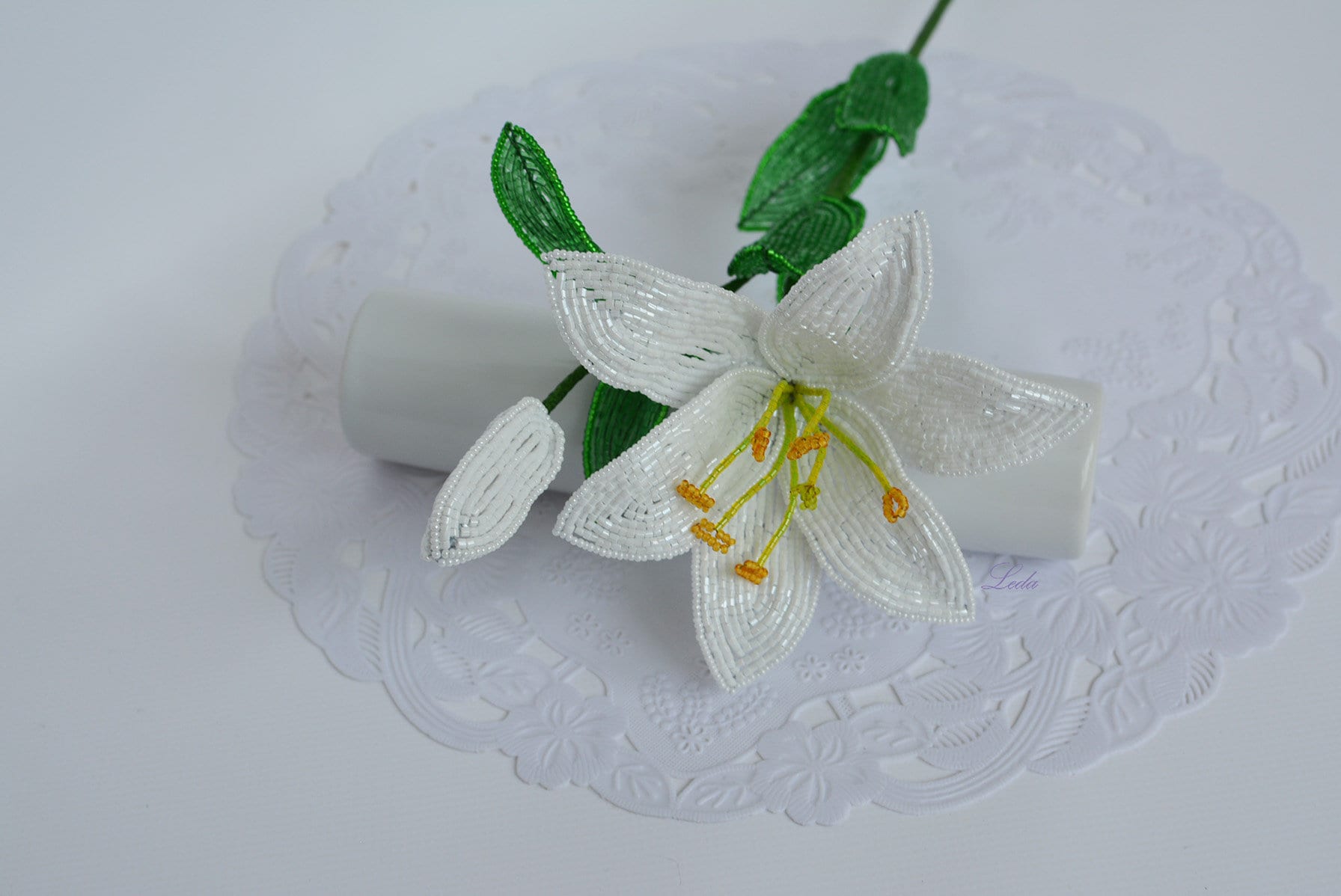 Beaded Lily French Beaded Flower Pink Lily White Lily | Etsy