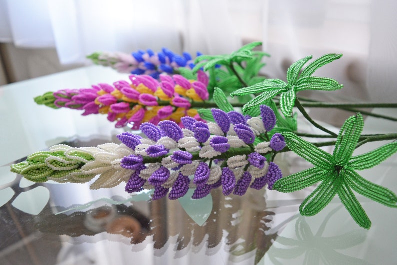 French Beaded Flowers Lupine of Beads Wild Flowers Flowers - Etsy